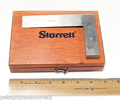 STARRETT No. 55 4.5" Precision Engineers Steel Square w/ Wooden Case I ...