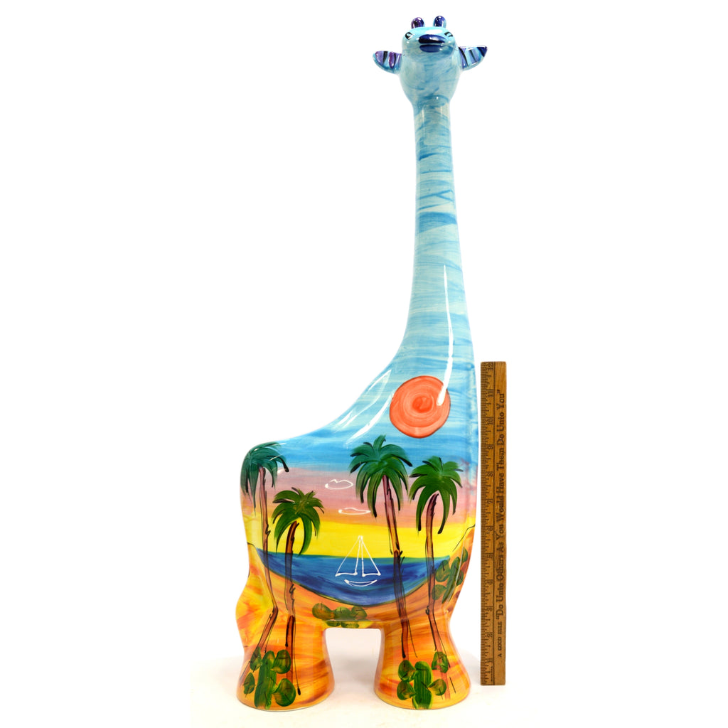 Signed Original TUROV ART CERAMICS GIRAFFE FIGURINE 25" Tall! ISLAND/B ...