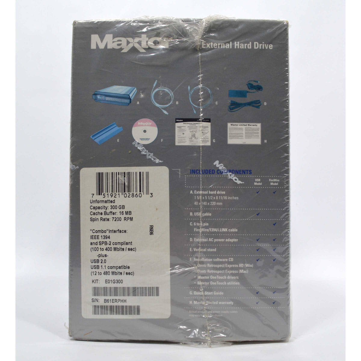 Brand New MAXTOR ONETOUCH II External Hard Drive 300 GB 7200 RPM Facto ...