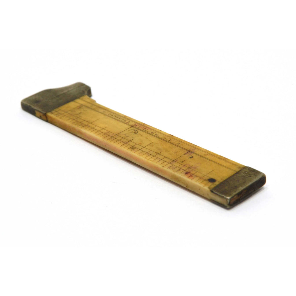 Antique TINY 3.5" BUTTON CALIPER RULE by "SCOVILL MFG. CO." Bone & Ger ...