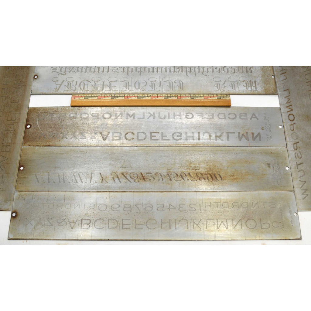 Antique "CRONITE" ENGRAVING FONT PLATE Lot of 11 Plates for ENGRAVER/P ...