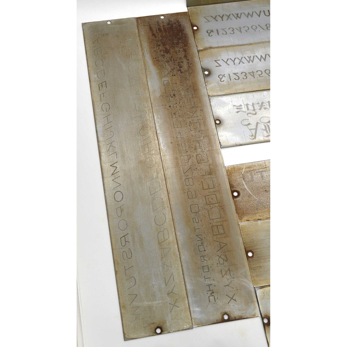 Antique "CRONITE" ENGRAVING FONT PLATE Lot of 11 Plates for ENGRAVER/P ...