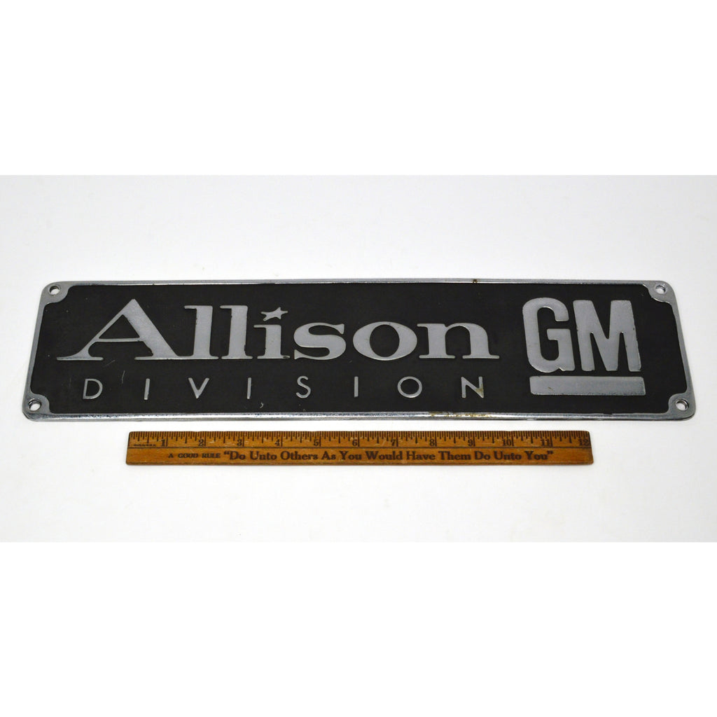 Vintage "ALLISON DIVISION GM" METAL SIGN General Motors GENERATOR NAME ...