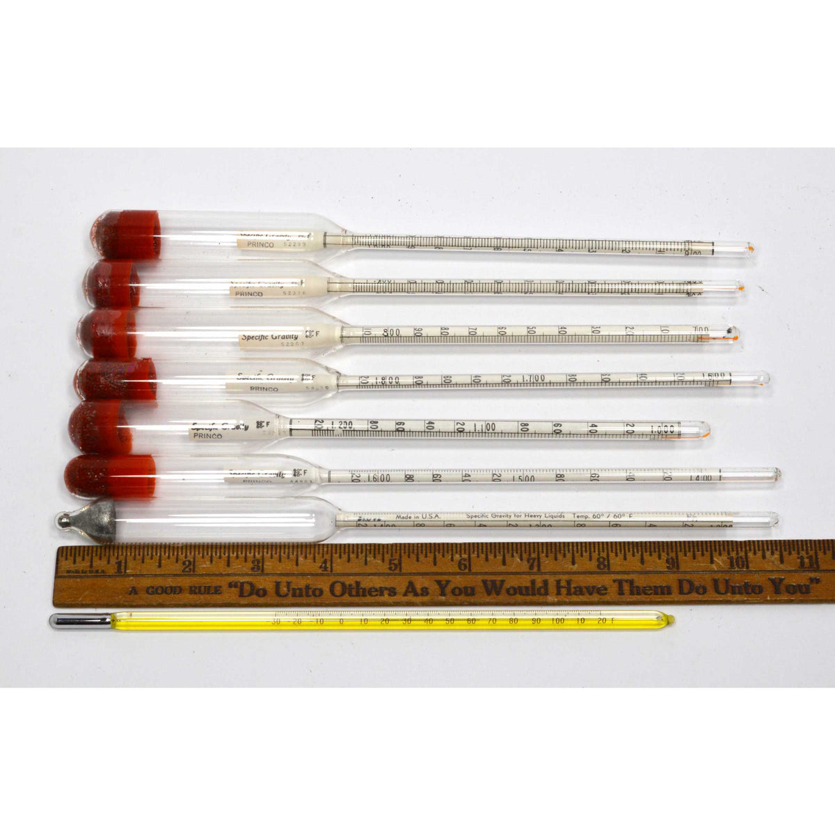 Vintage "SPECIFIC GRAVITY" & TEMP. THERMOMETER Lot/Set MOST BY PRINCO ...