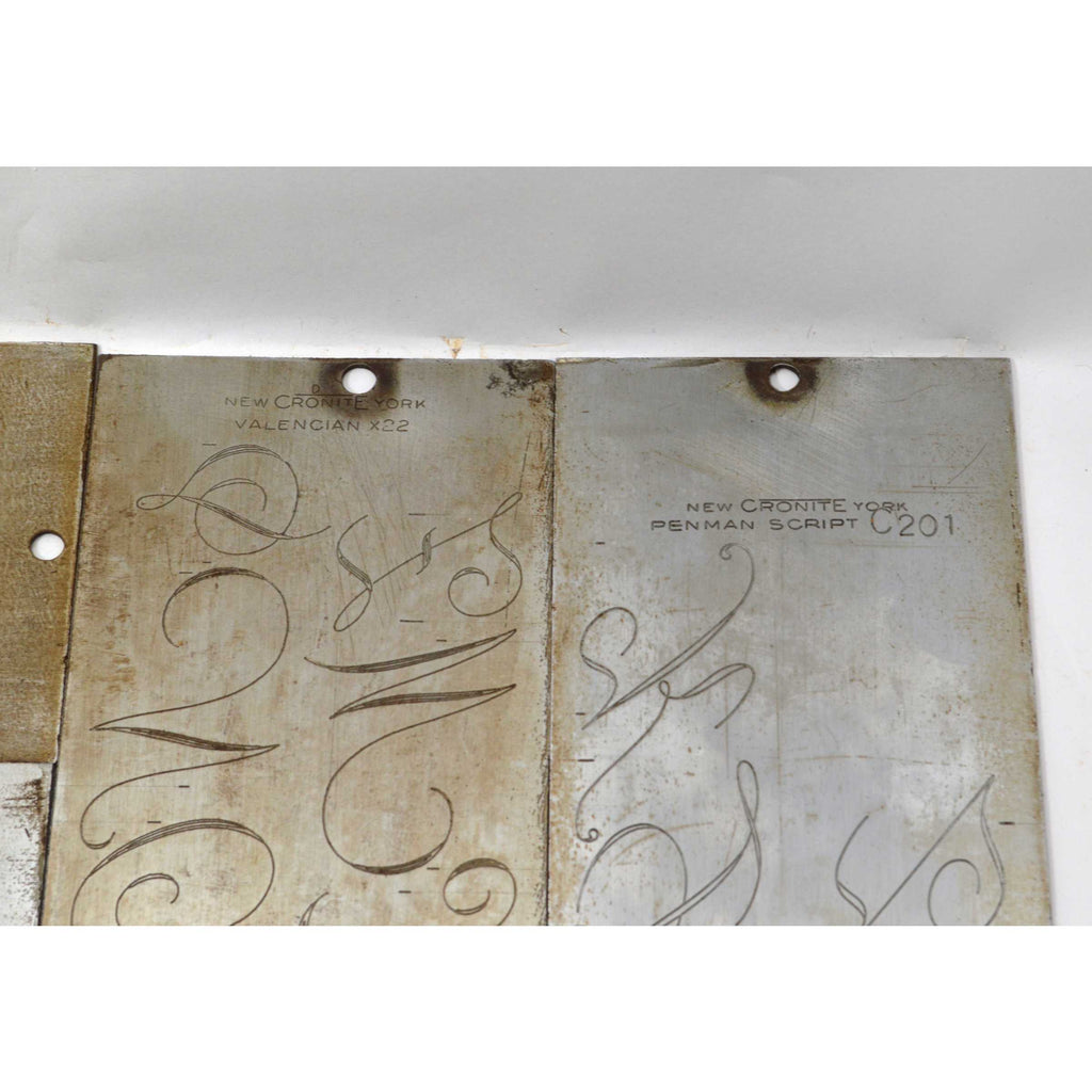 Antique CRONITE ENGRAVING FONT PLATE Lot of 10; ENGRAVER / PANTOGRAPH ...