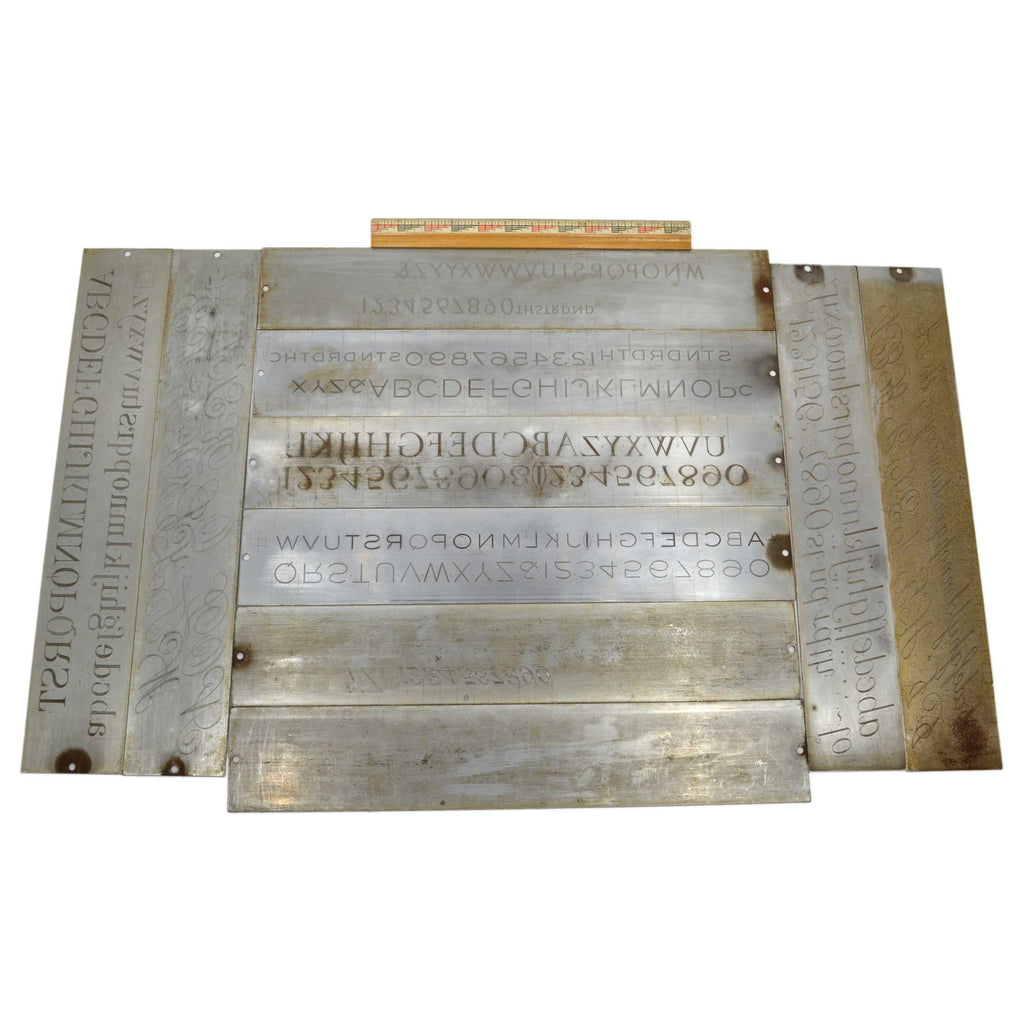 Antique CRONITE ENGRAVING FONT PLATE Lot of 10; ENGRAVER / PANTOGRAPH ...