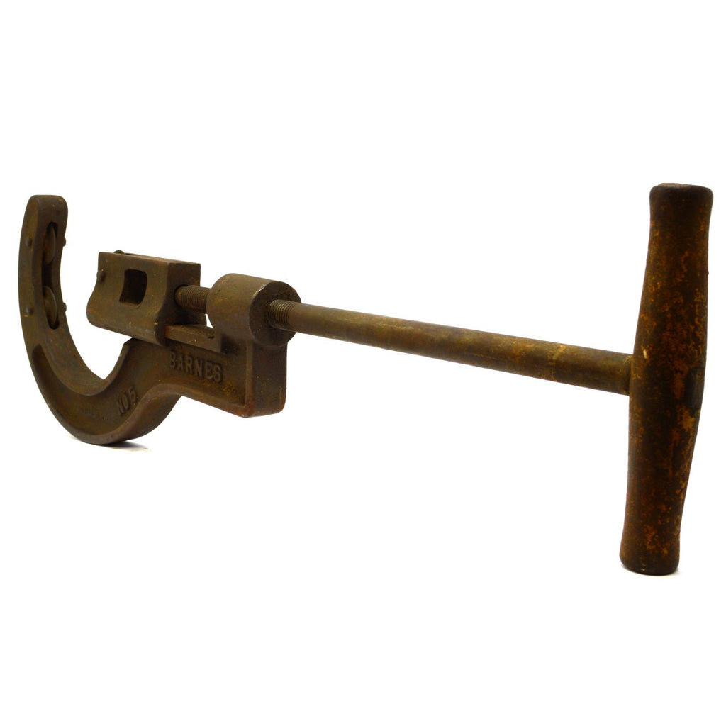 Vintage BARNES No. 5 PIPE / TUBE CUTTER Heavy Duty 34" w/ 3.5-7.5 CUTT ...