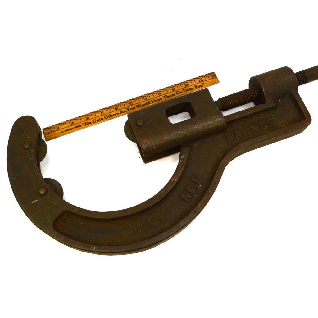 Vintage BARNES No. 5 PIPE / TUBE CUTTER Heavy Duty 34" w/ 3.5-7.5 CUTT ...