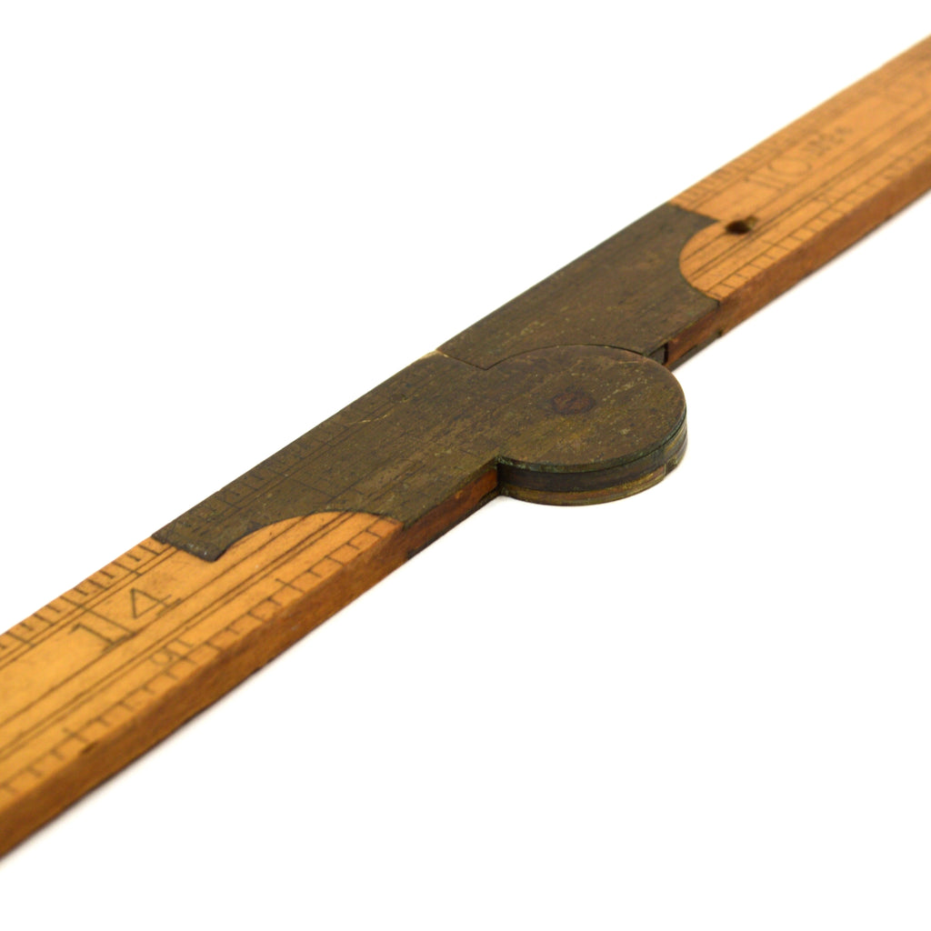 Antique STANLEY 24" FOLDING BOXWOOD RULE No. 6 w/ 12" BRASS SLIDE 19th ...