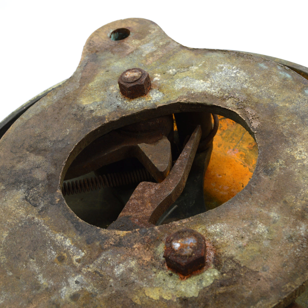 Vintage BOXING RING BELL Huge, 13" BRASS & IRON Wood Mounted *NEEDS NE ...