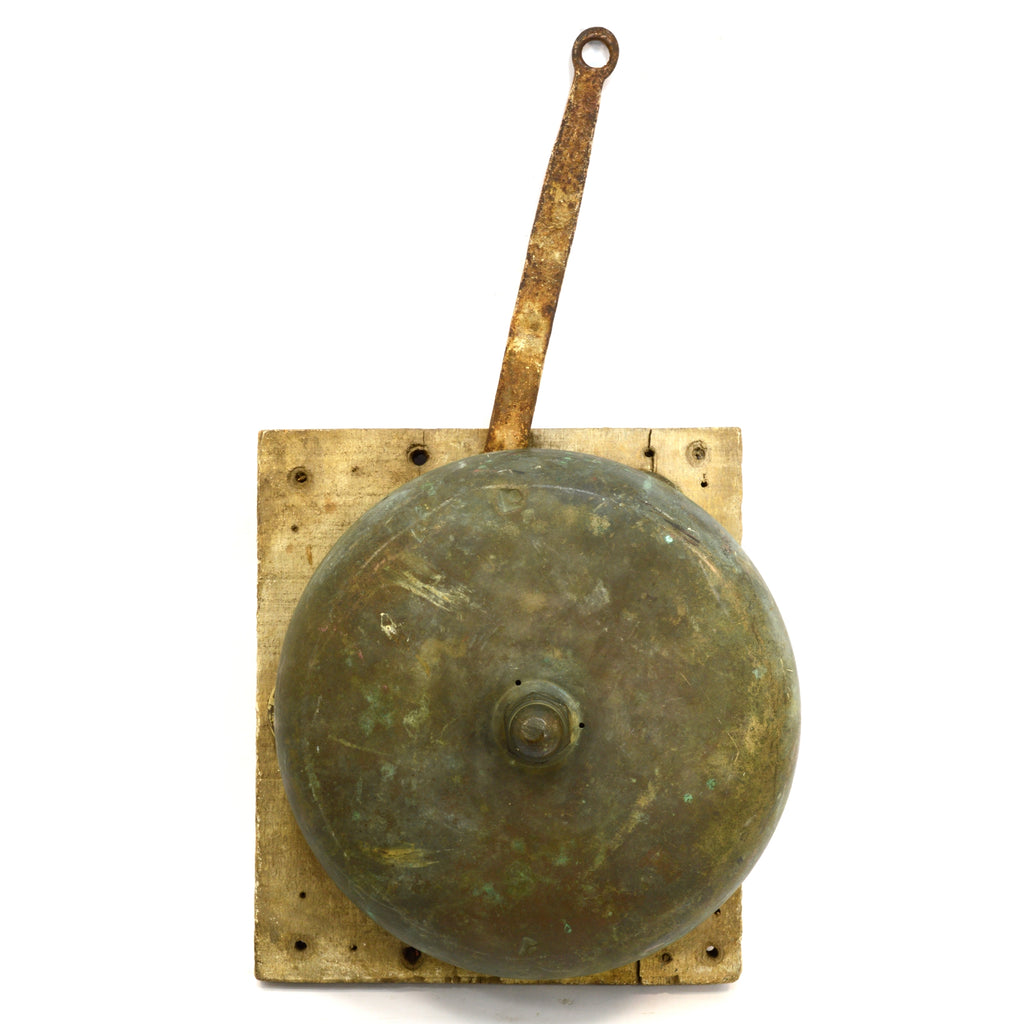 Vintage BOXING RING BELL Huge, 13" BRASS & IRON Wood Mounted *NEEDS NE ...