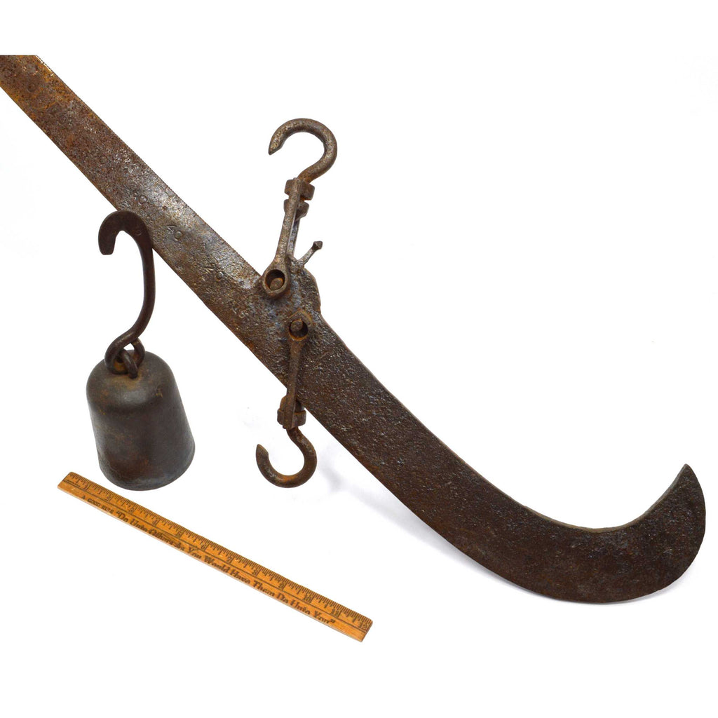 Antique CAST IRON STEELYARD SCALE / BEAM BALANCE 0-80 Range w/ ORIGINA ...