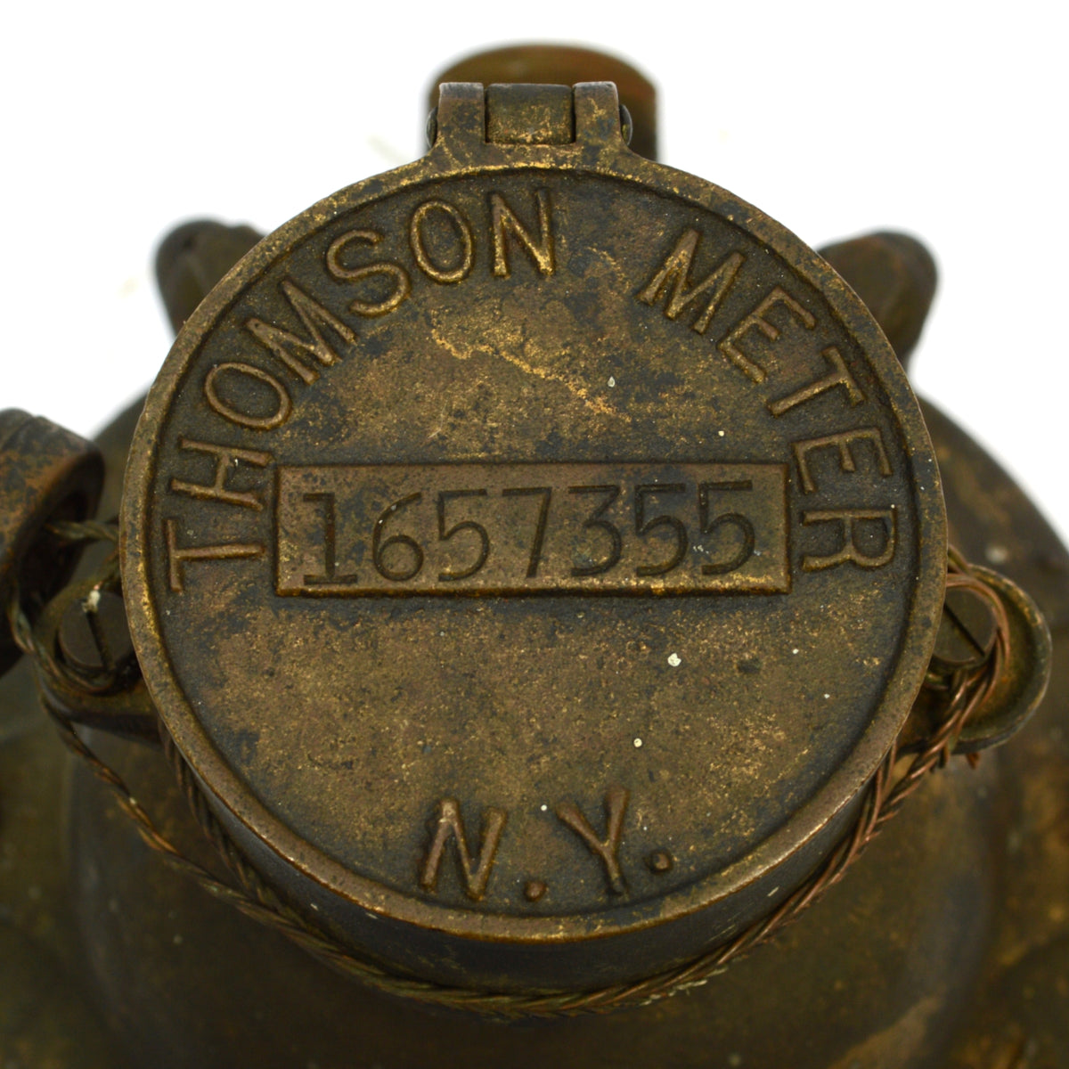 Antique BRASS/BRONZE THOMSON WATER METER #1657355 w/ Porcelain Dial BR ...