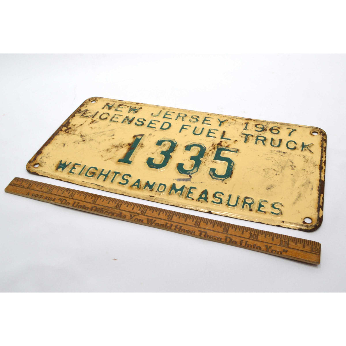 Vintage 1967 "COAL TRUCK" N.J LICENSE PLATE No. 1335 "WEIGHTS AND MEAS ...
