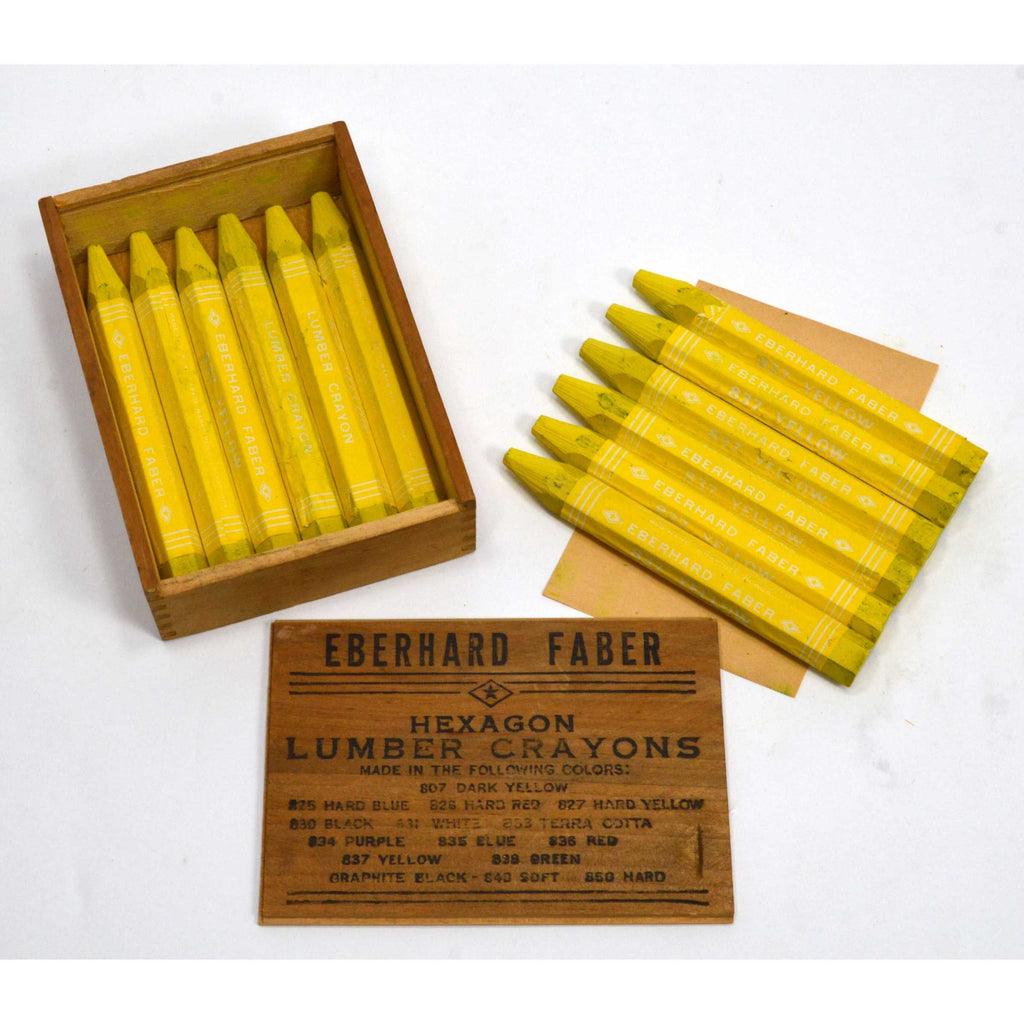 Vintage EBERHARD FABER "HEXAGON LUMBER CRAYONS" in ORIGINAL WOOD BOX ...