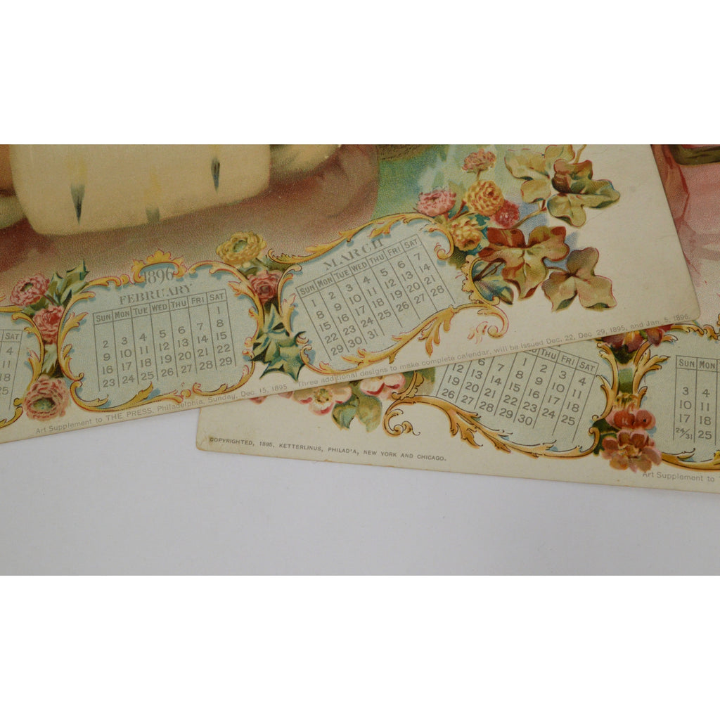 Antique Ephemera 1896 CALENDAR by "KETTERLINUS" of Phila. COMPLETE YEA ...