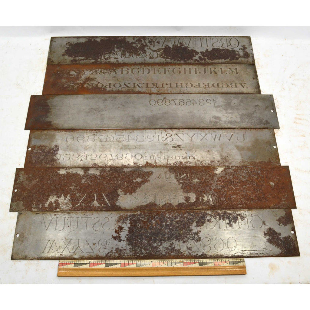 Antique CRONITE ENGRAVING FONT PLATE Lot of 6 ENGRAVER/PANTOGRAPH Plat ...