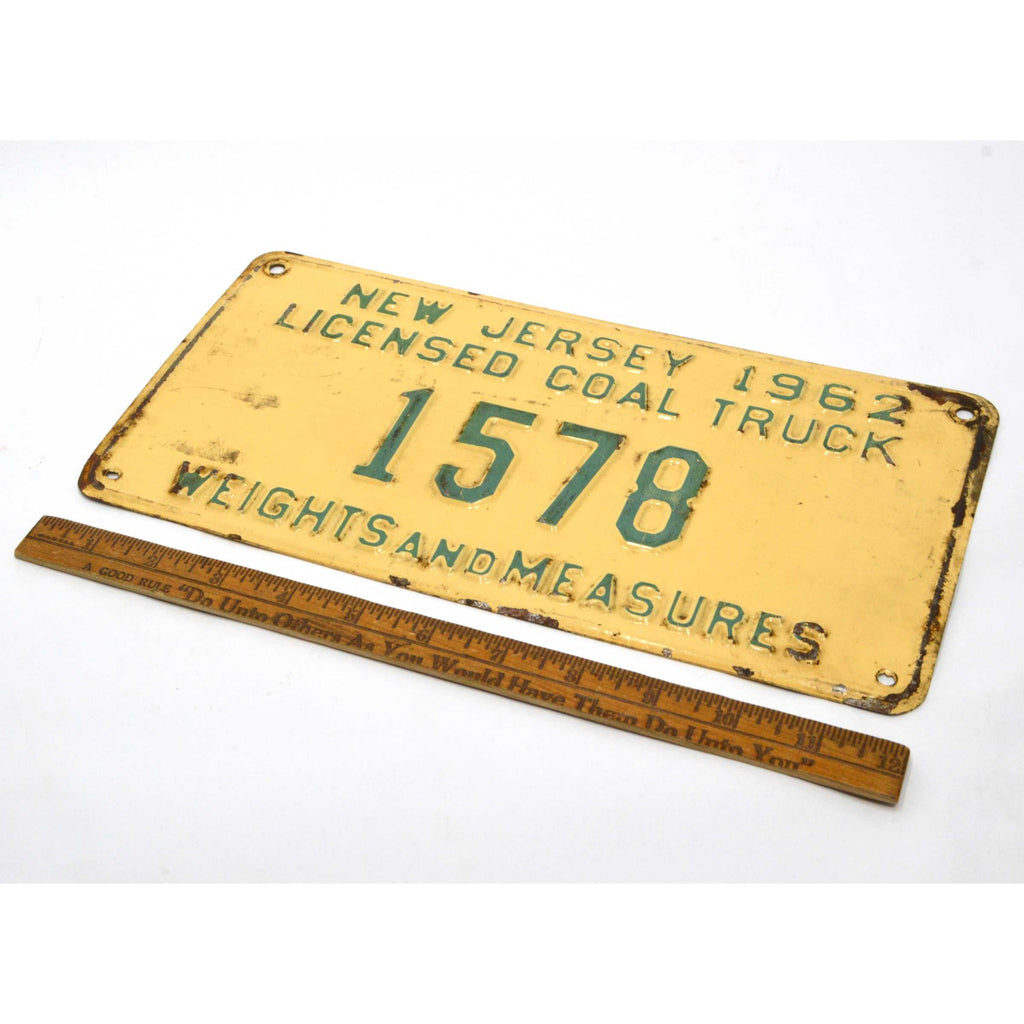Vintage 1962 "COAL TRUCK" N.J LICENSE PLATE No. 1578 "WEIGHTS AND MEAS ...