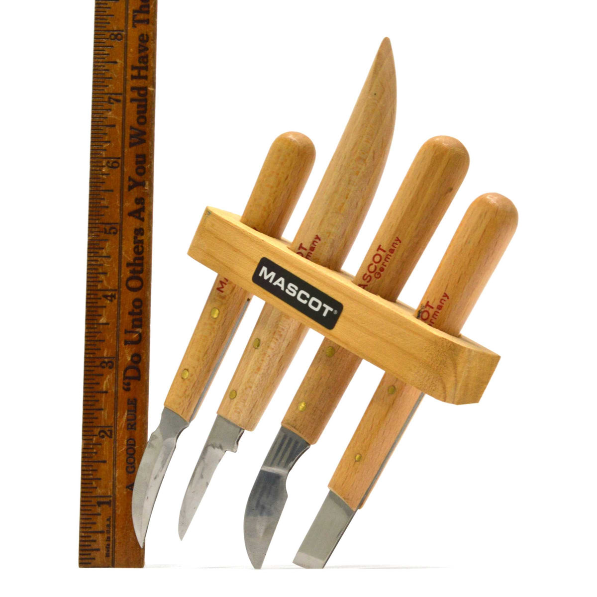 Briefly Used MASCOT CARVING KNIFE Lot/Set of 4 KNIVES in Original Wood ...