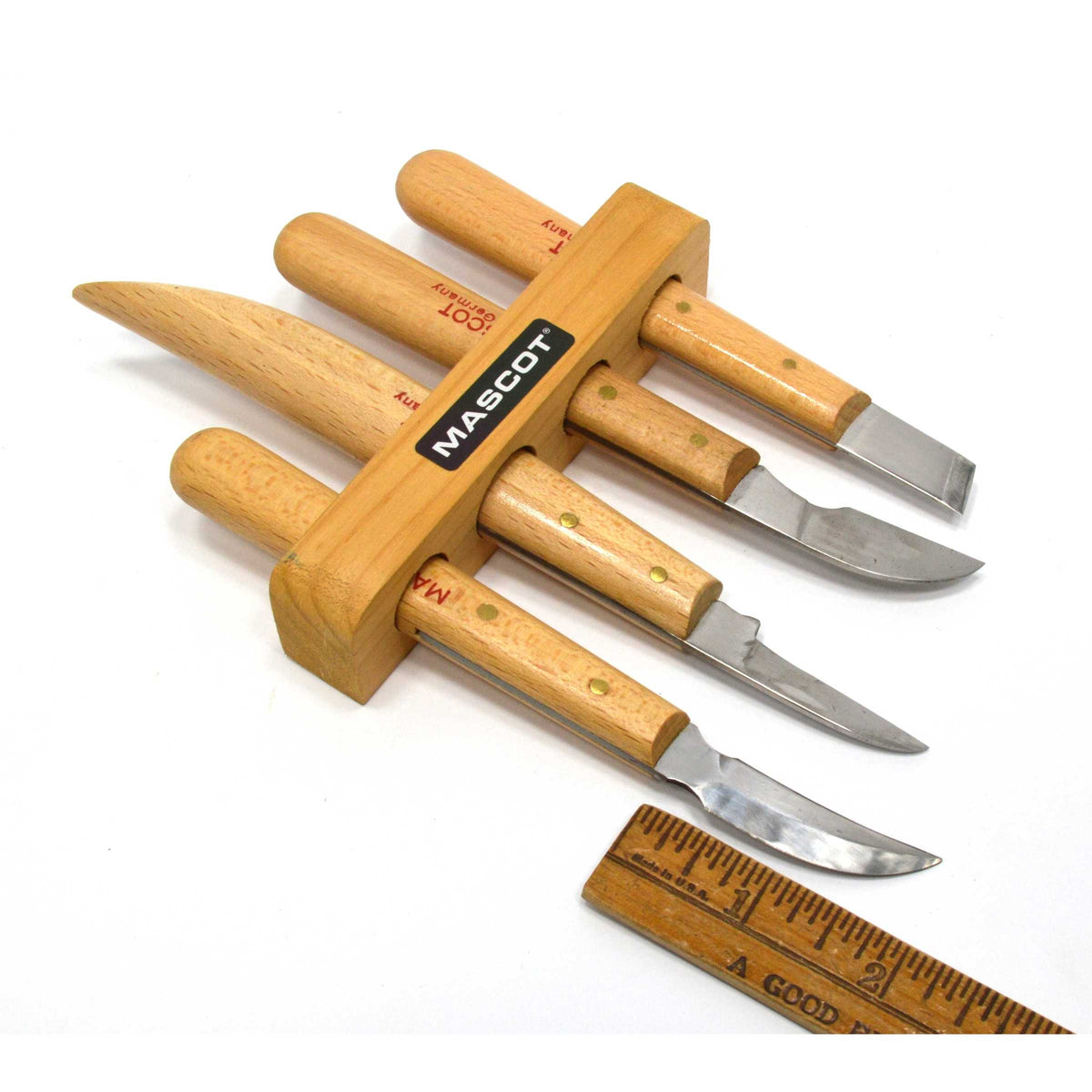 Briefly Used MASCOT CARVING KNIFE Lot/Set of 4 KNIVES in Original Wood ...