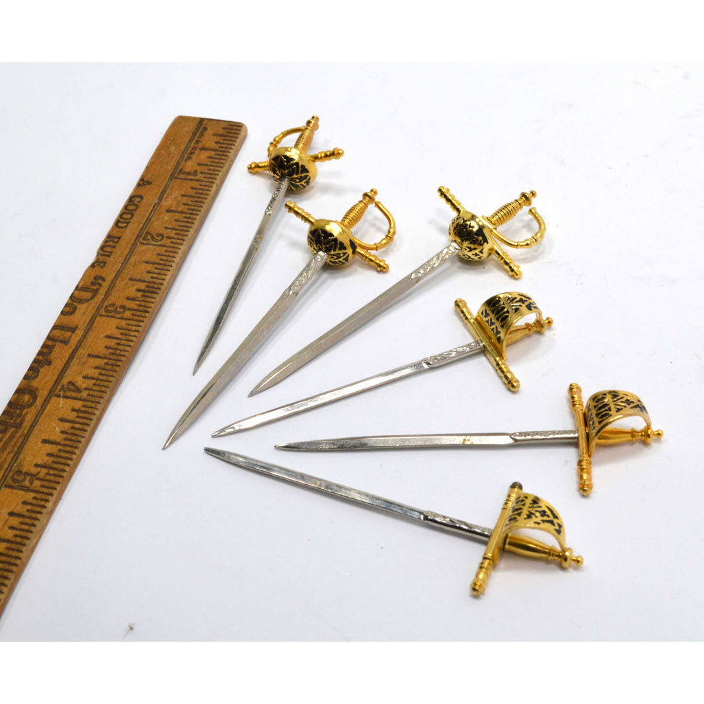 Vintage MINIATURE "TOLEDO" SWORD Lot of 6 Mini COCKTAIL TOOTHPICK SWOR ...