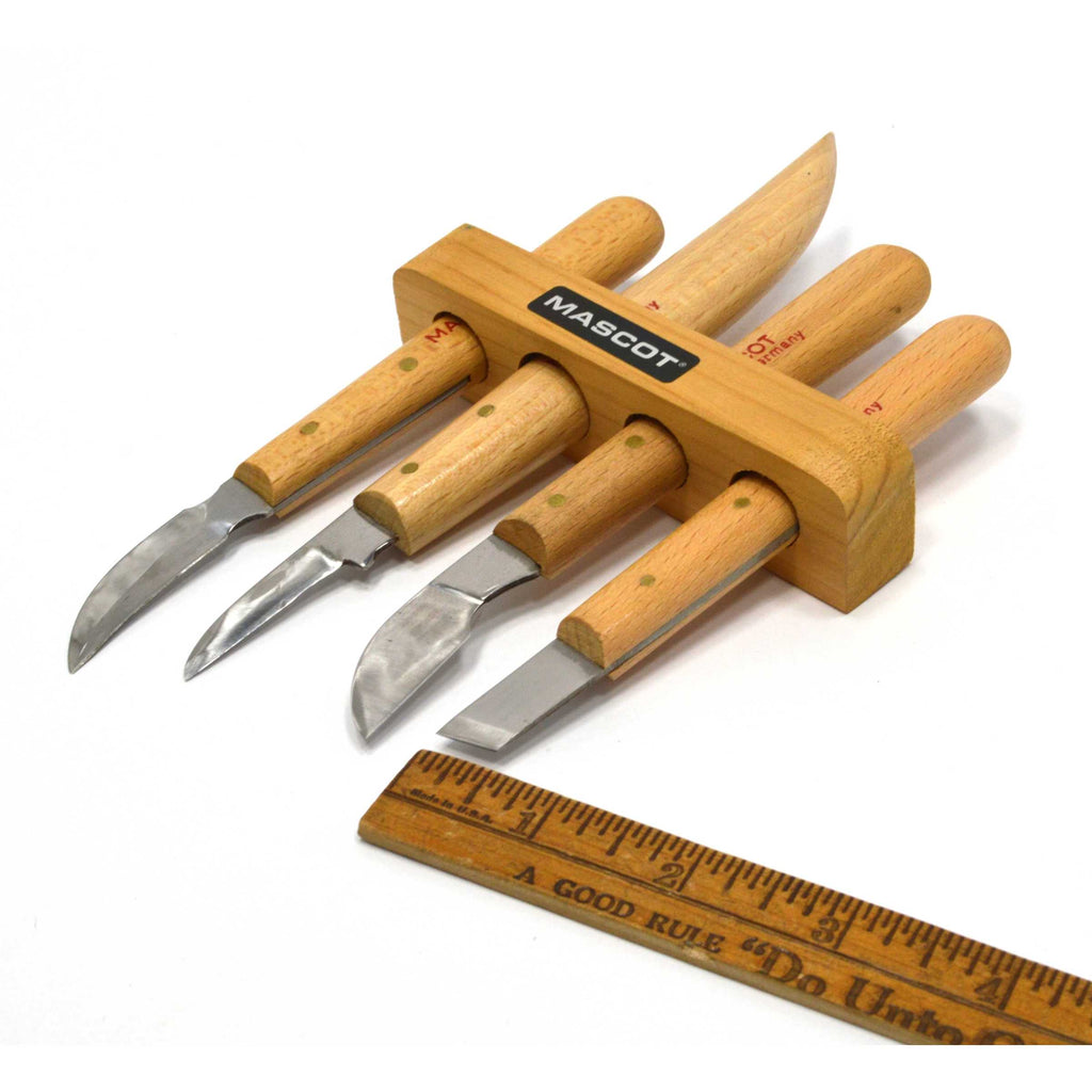 Briefly Used MASCOT CARVING KNIFE Lot/Set of 4 KNIVES in Original Wood ...