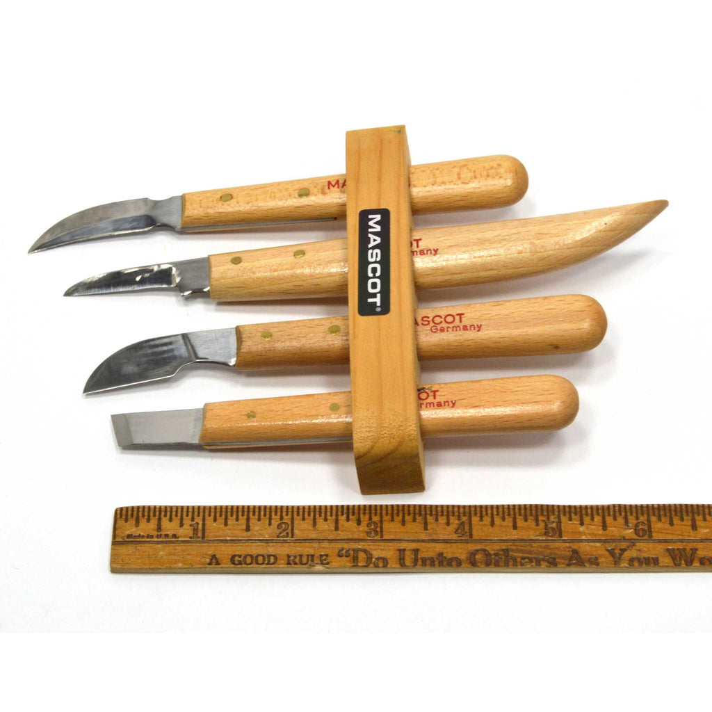 Briefly Used MASCOT CARVING KNIFE Lot/Set of 4 KNIVES in Original Wood ...