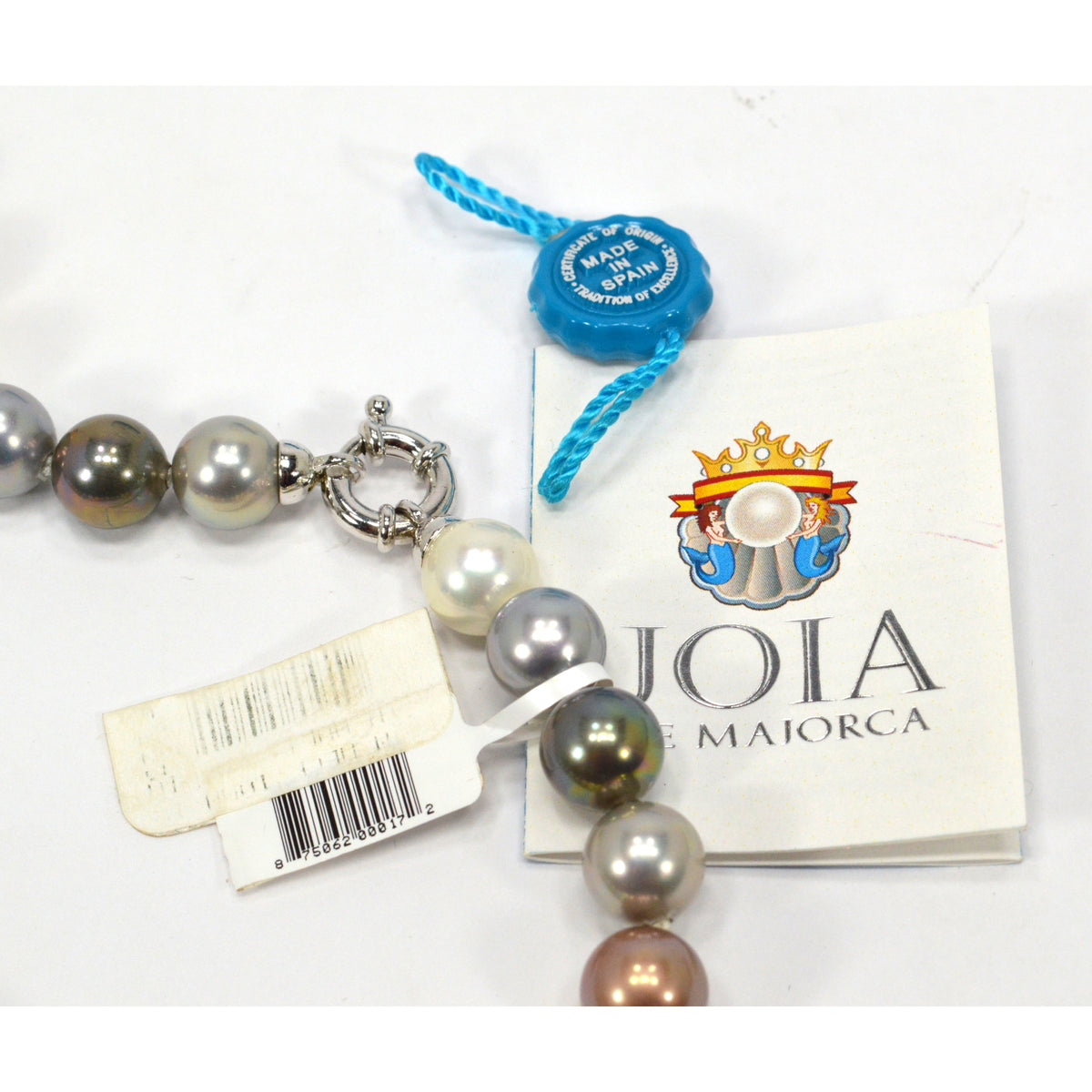 In Box JOIA DE MAJORCA 'MAN-MADE PEARL' NECKLACE 18" Multicolored RHOD ...