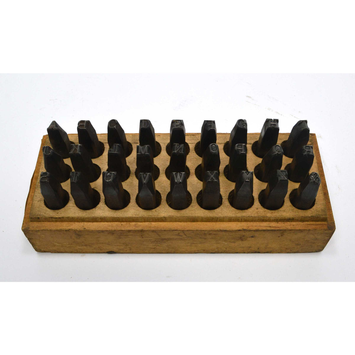 Antique ALPHABET PUNCH SET Complete Roman Font ABC's in WOOD BOX "HOGG ...