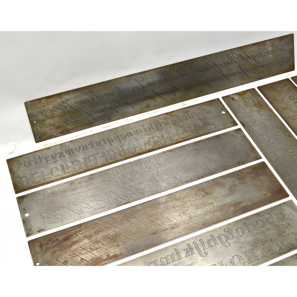 Antique "CRONITE" ENGRAVING FONT PLATE Lot of 9 Plates for ENGRAVER ...