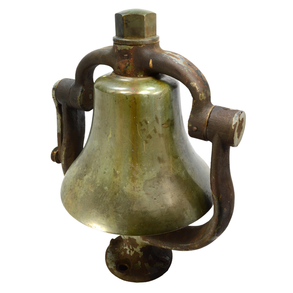 Antique BRASS/BRONZE LOCOMOTIVE BELL w/ CRADLE YOKE CLAPPER & FINIAL R ...