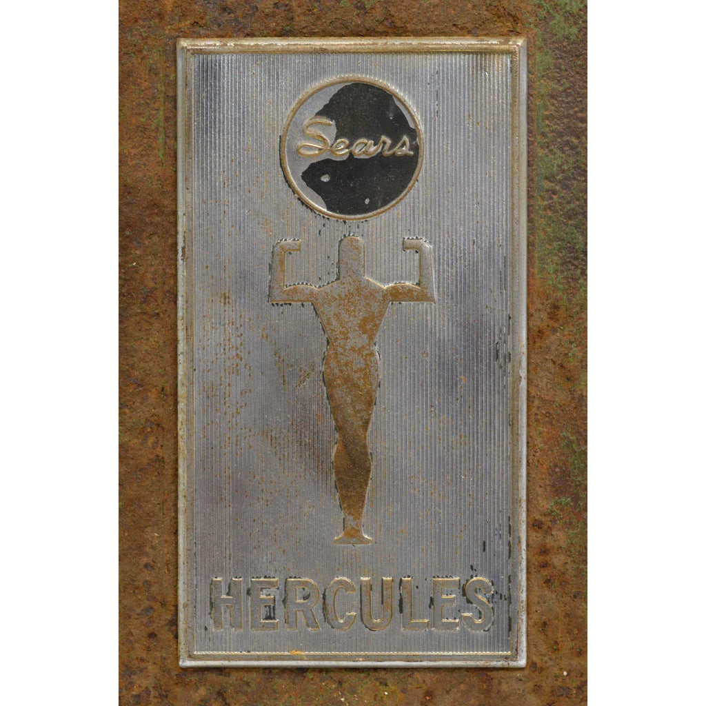 Vintage "SEARS HERCULES" FURNACE BADGE Aluminum on Steel EMBLEM Sign L ...
