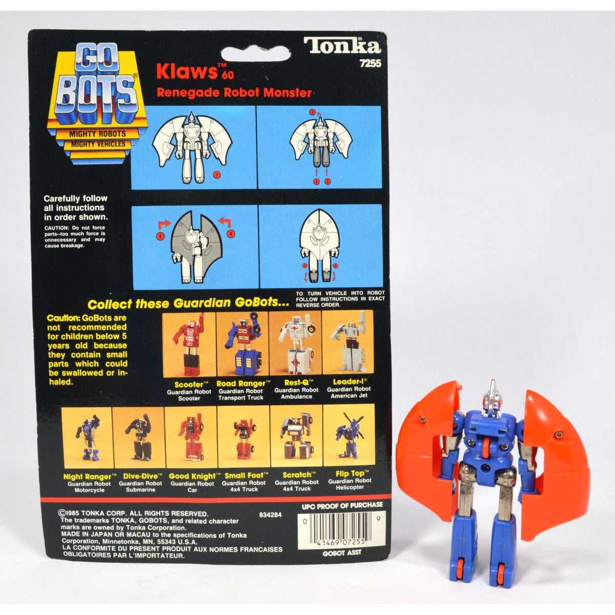 Vintage TONKA GOBOTS "KLAWS" #60 Renegade ROBOT MONSTER w/ ORIGINAL CA ...