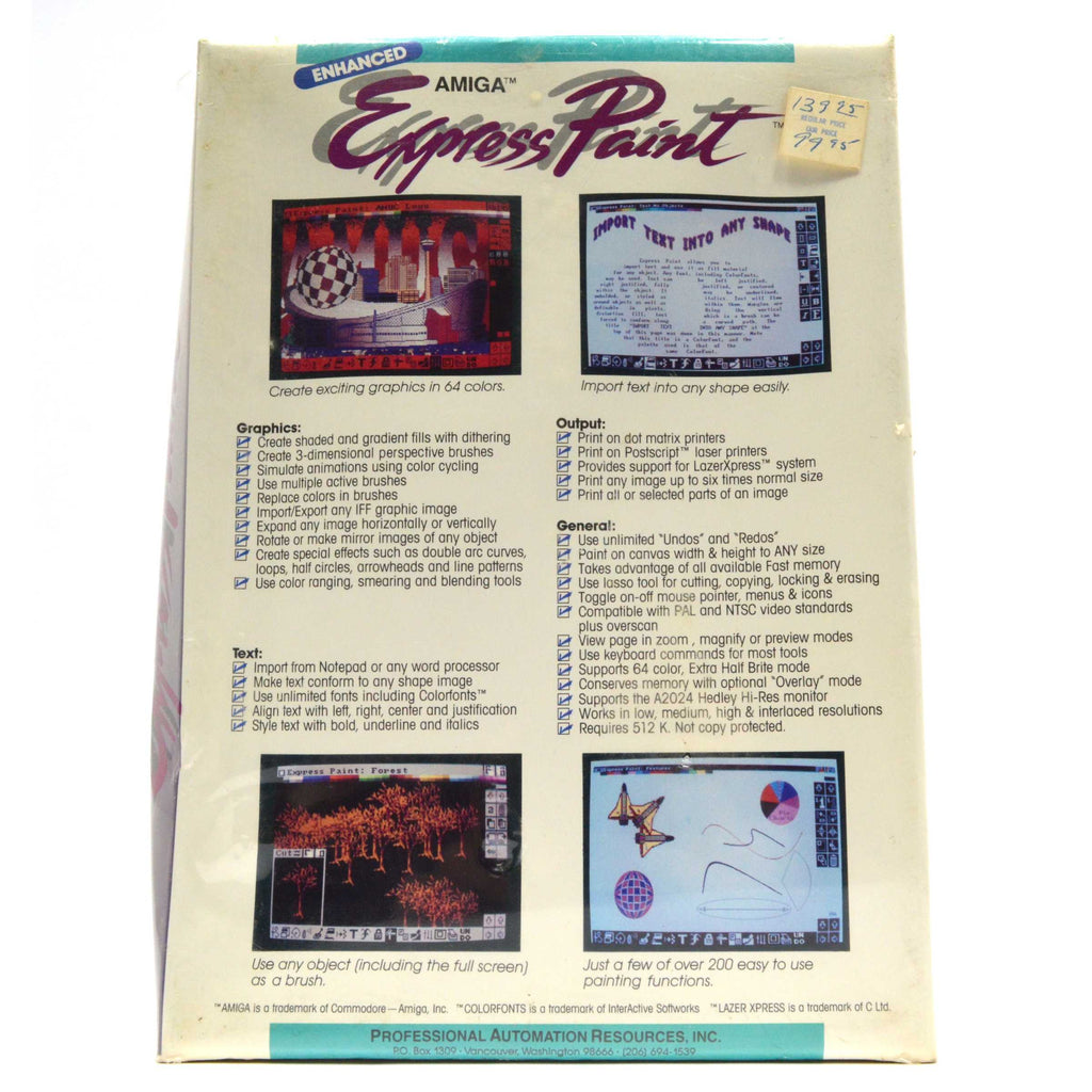 New/Sealed! AMIGA "ENHANCED EXPRESS PAINT" in Shrink! COMPUTER GRAPHIC ...