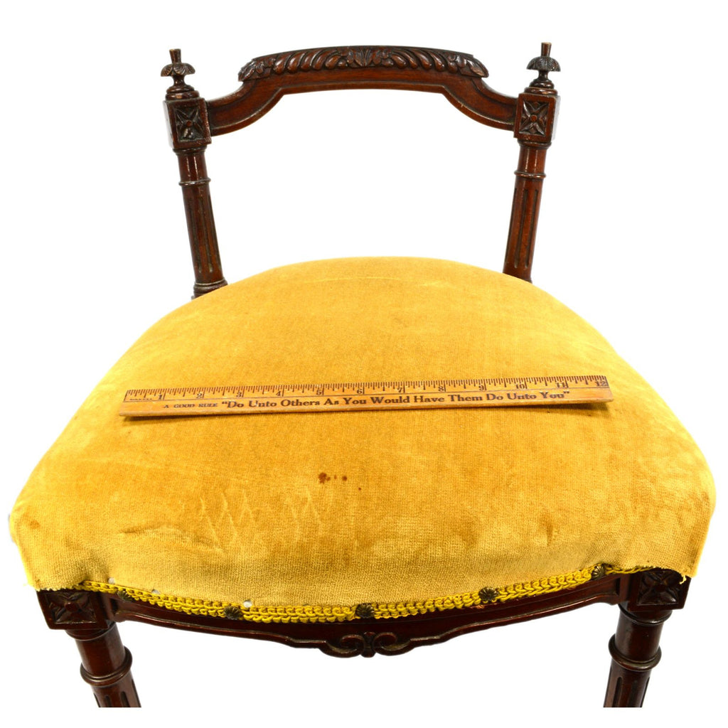 Antique VICTORIAN VANITY CHAIR Low-Back PIANO STOOL Ornate CARVED HARD ...