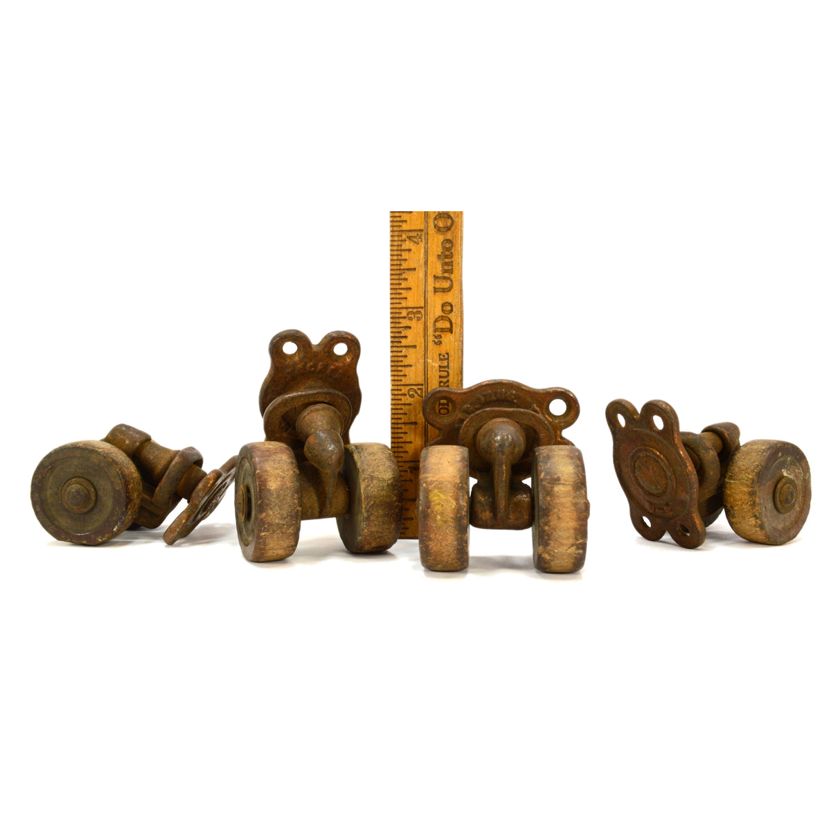 Antique "TUCKER" CASTER WHEELS Set of 4 SWIVEL CASTERS "Patent 1886" W ...