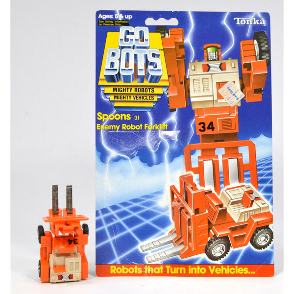 Vintage TONKA GOBOTS "SPOONS" #31 Enemy Robot FORKLIFT with ORIGINAL C ...