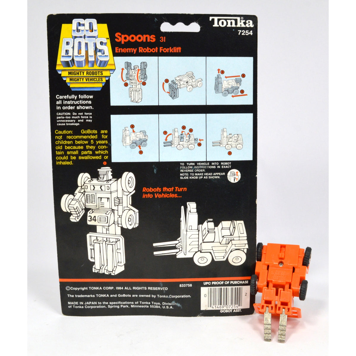 Vintage TONKA GOBOTS "SPOONS" #31 Enemy Robot FORKLIFT with ORIGINAL C ...