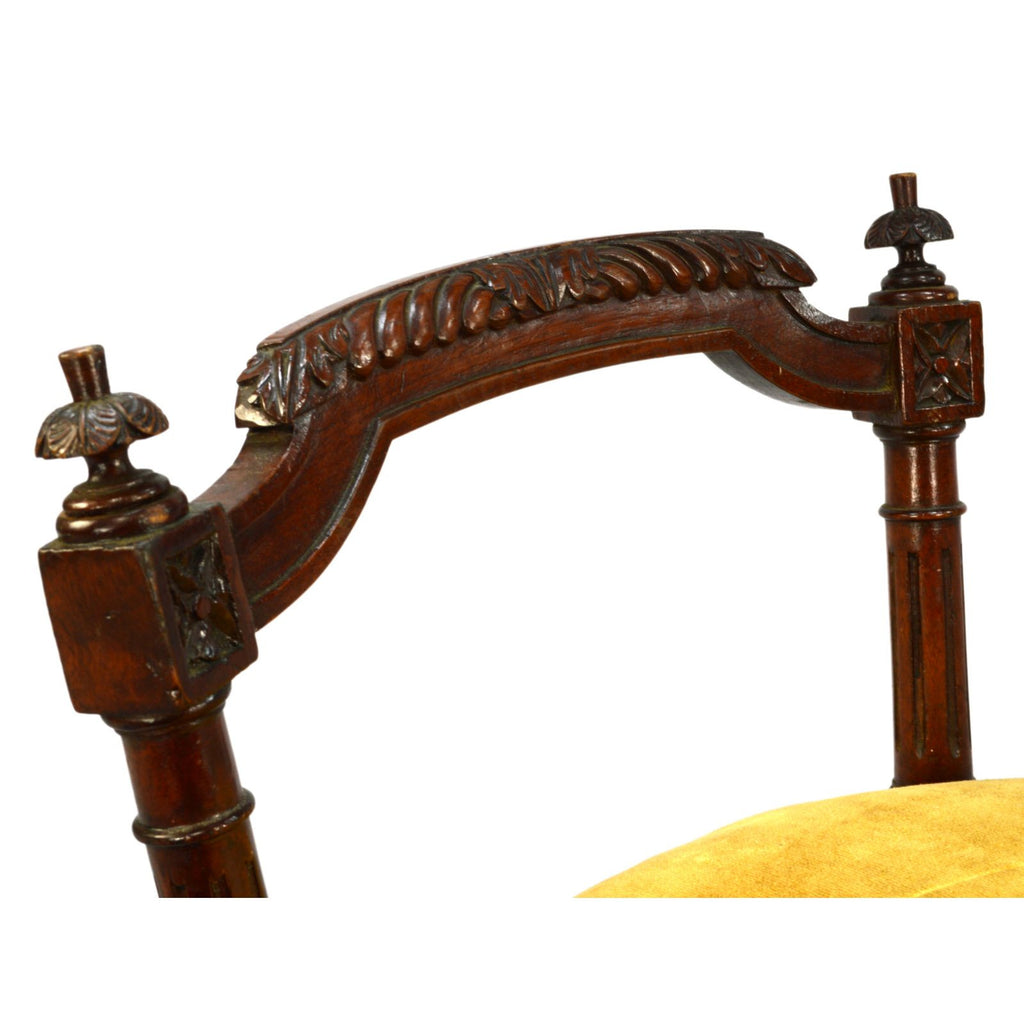 Antique VICTORIAN VANITY CHAIR Low-Back PIANO STOOL Ornate CARVED HARD ...