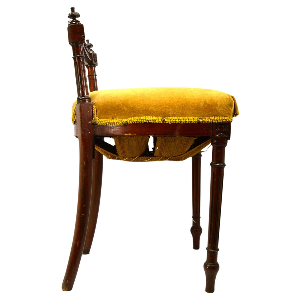 Antique VICTORIAN VANITY CHAIR Low-Back PIANO STOOL Ornate CARVED HARD ...