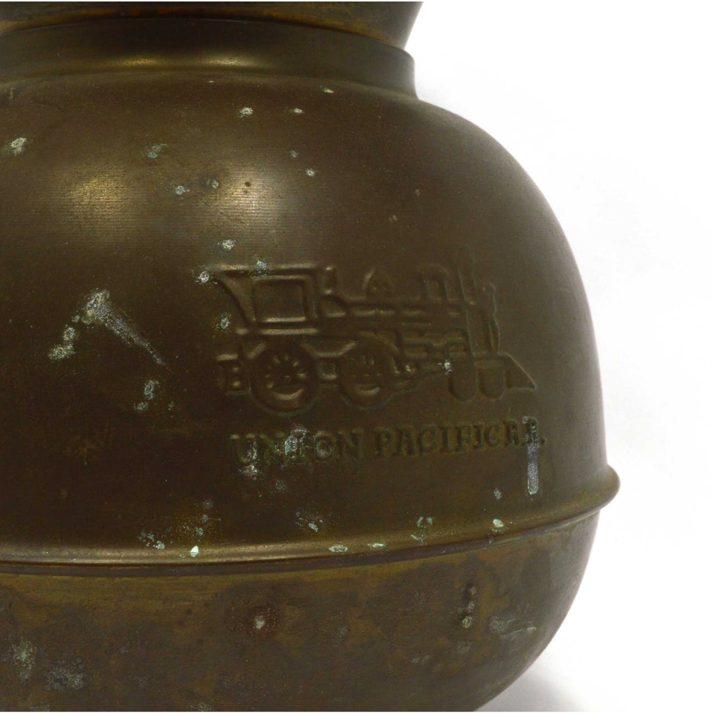 Antique BRASS SPITTOON "UNION PACIFIC R.R." Double-Sided EMBOSSED RAIL ...