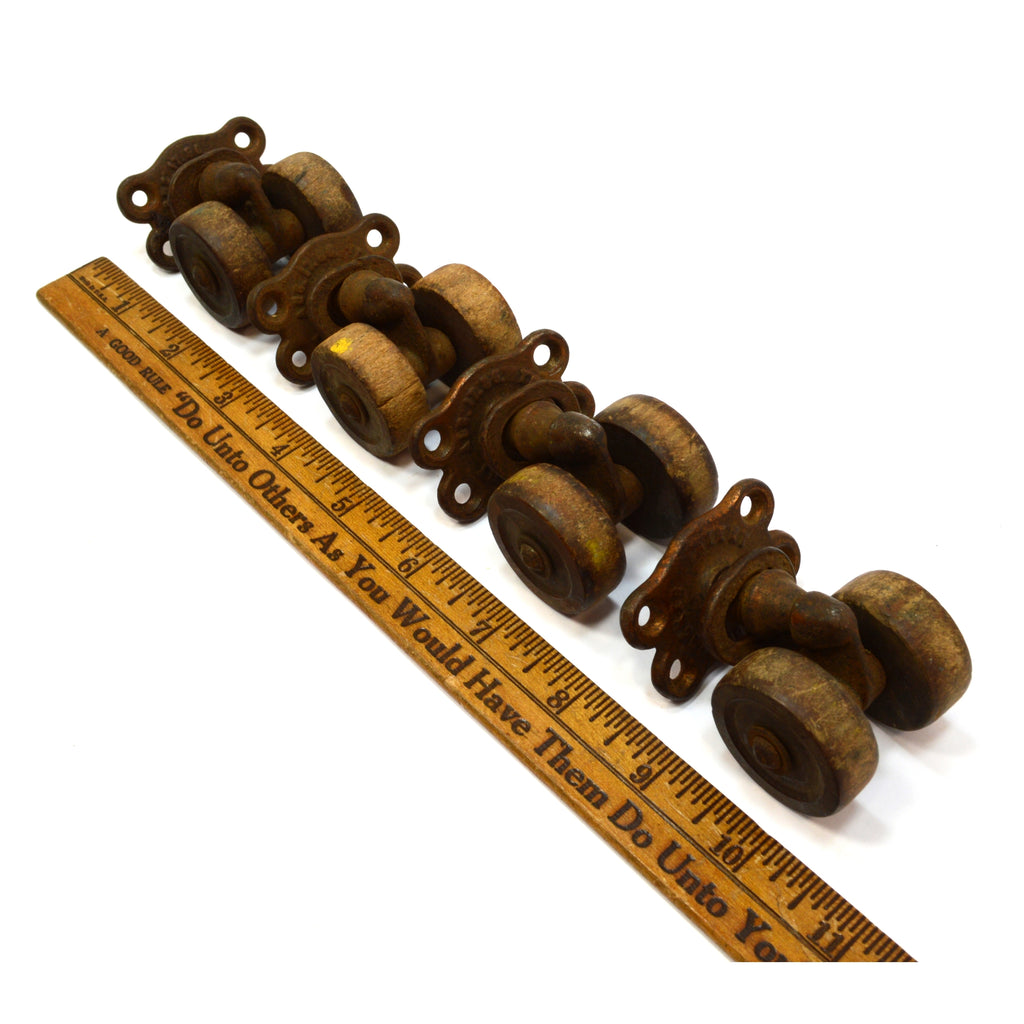 Antique "TUCKER" CASTER WHEELS Set of 4 SWIVEL CASTERS "Patent 1886" W ...