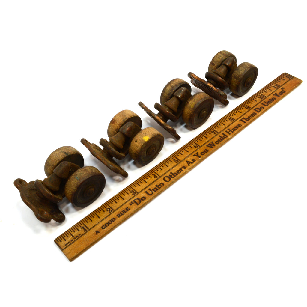 Antique "TUCKER" CASTER WHEELS Set of 4 SWIVEL CASTERS "Patent 1886" W ...