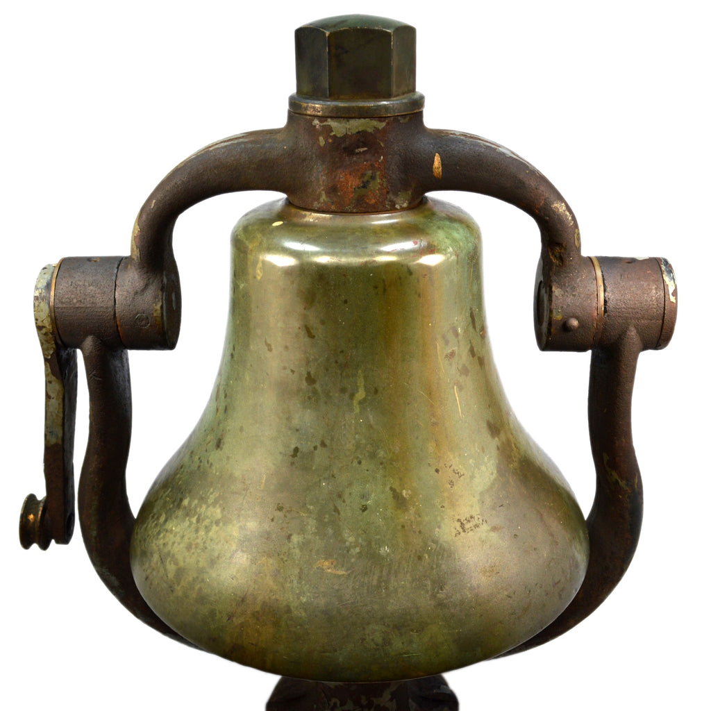 Antique BRASS/BRONZE LOCOMOTIVE BELL w/ CRADLE YOKE CLAPPER & FINIAL R ...