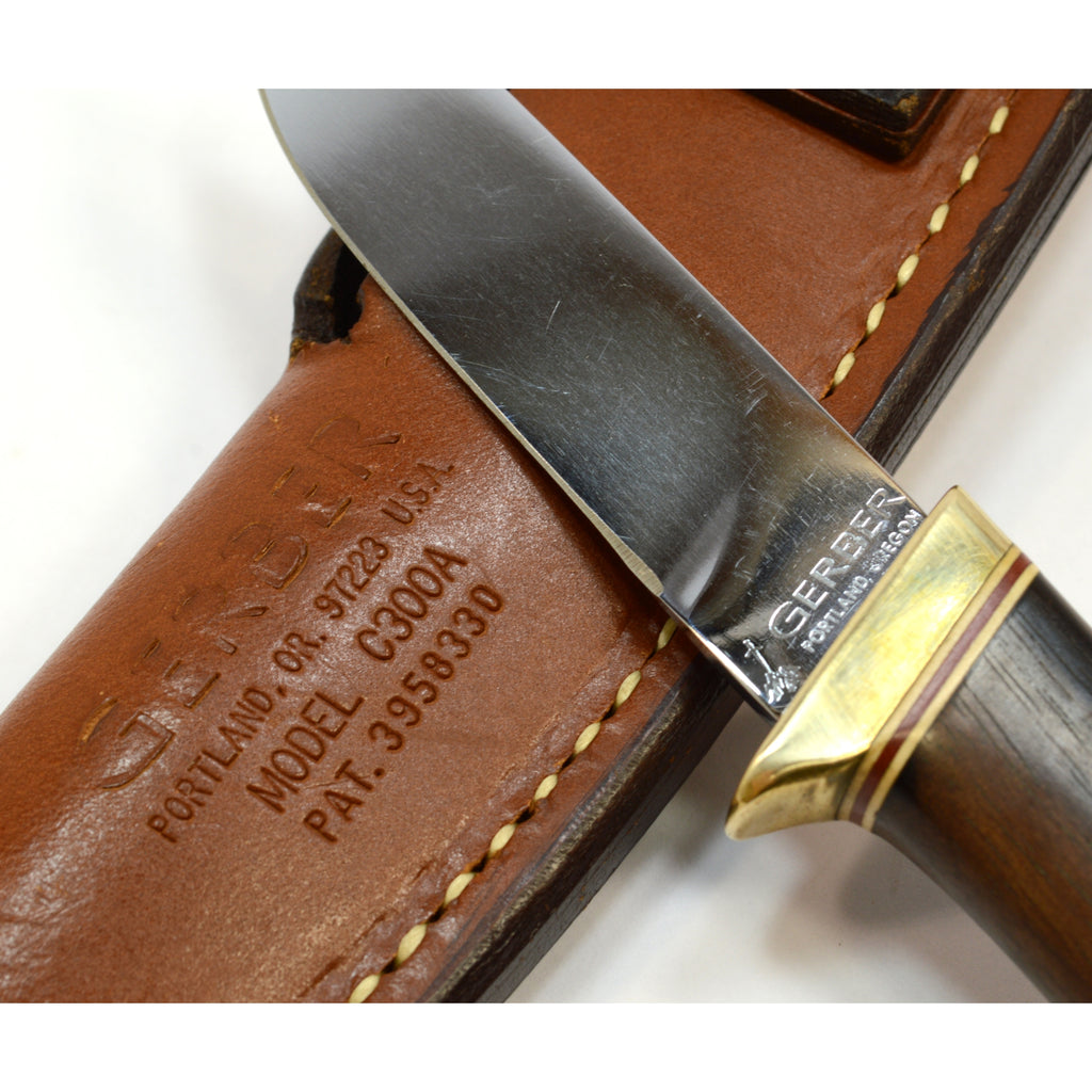 Vintage GERBER CUSTOM "MODEL C300B" KNIFE 3" Fixed Blade WOOD HANDLE O ...