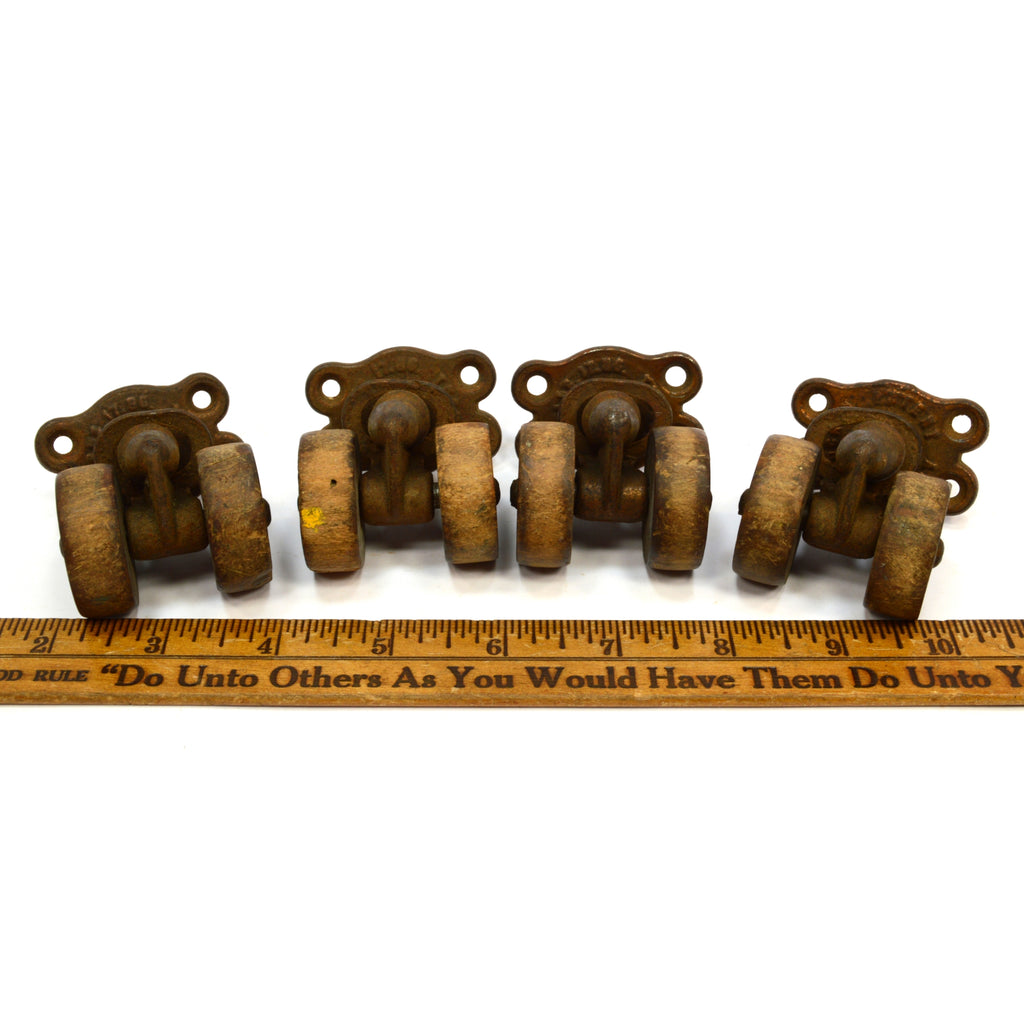 Antique "TUCKER" CASTER WHEELS Set of 4 SWIVEL CASTERS "Patent 1886" W ...