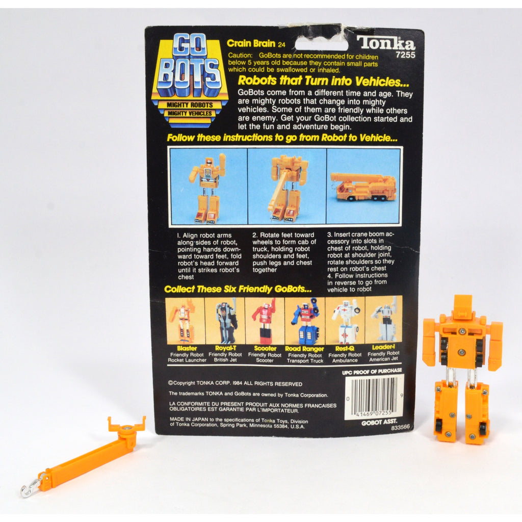 Vintage TONKA GOBOTS "CRANE BRAIN" #24 Enemy ROBOT CRANE w/ ORIGINAL C ...