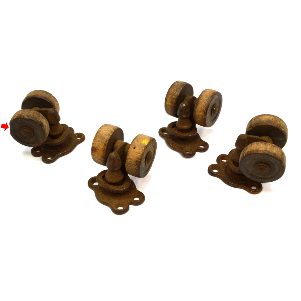 Antique "TUCKER" CASTER WHEELS Set of 4 SWIVEL CASTERS "Patent 1886" W ...