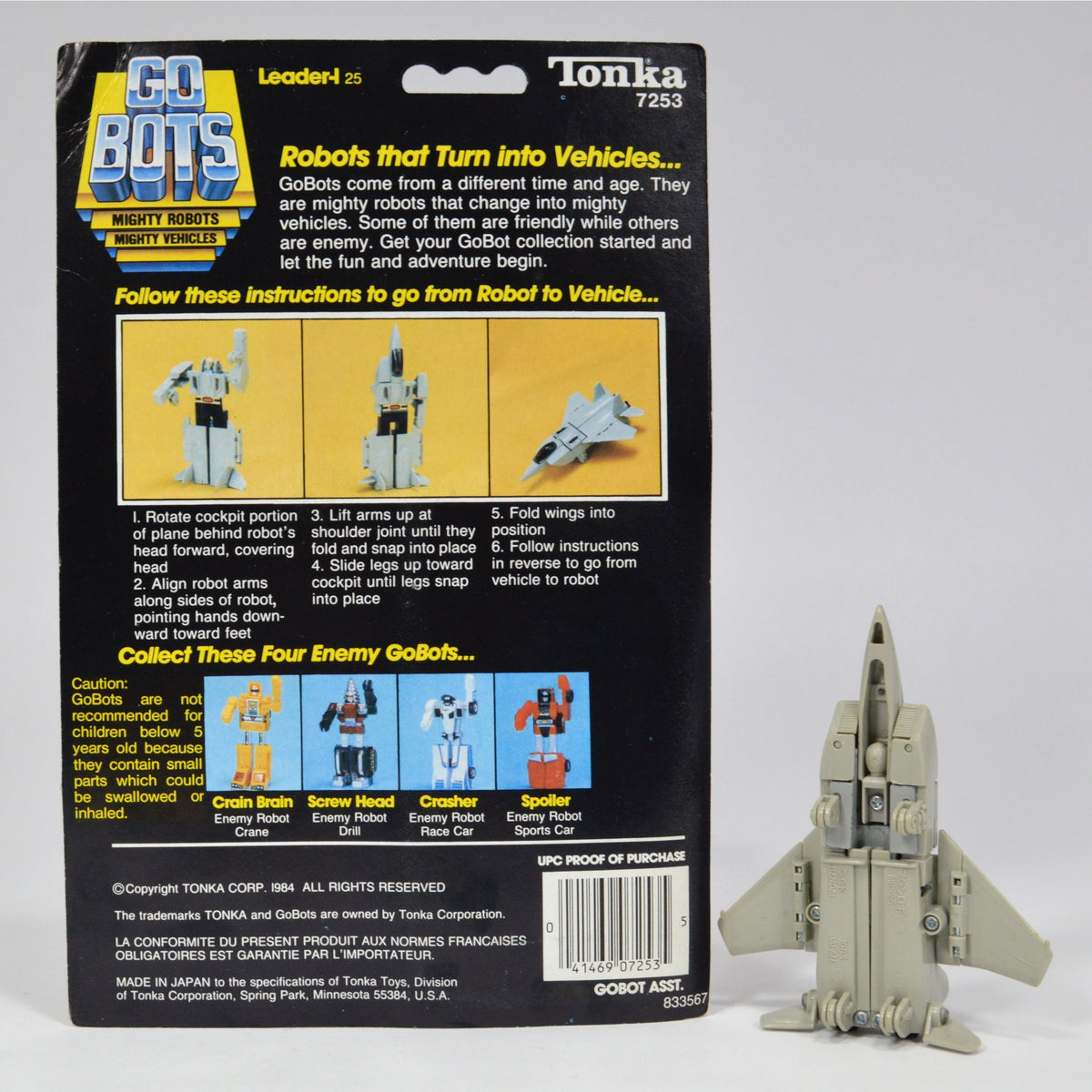 Vintage TONKA GOBOTS "LEADER-1" Gray Jet Plane MR-25 + ORIGINAL CARD-B ...