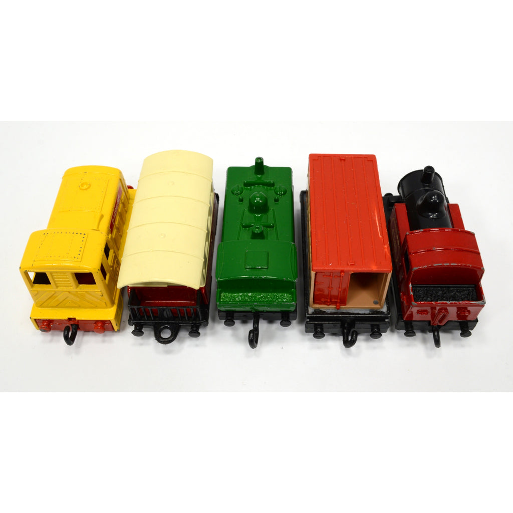 Vintage MATCHBOX DIECAST TRAINS Lot of 5; 3-LOCOMOTIVES + 2 Train Cars ...